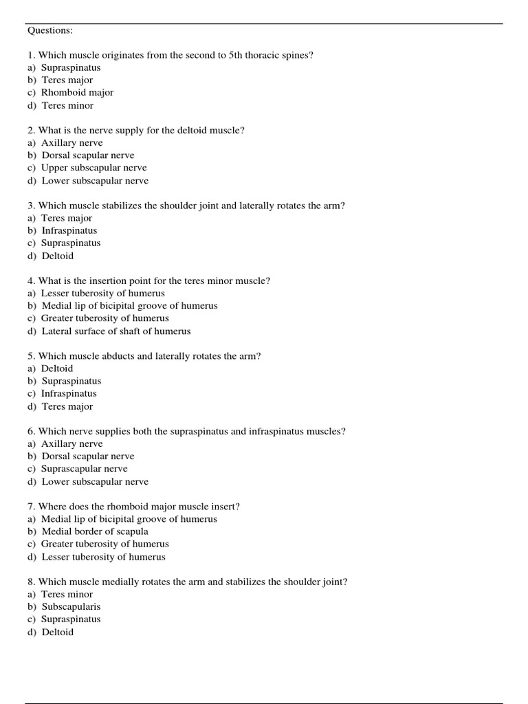 Axilla MCQ 1 - Edited | PDF | Arm | Shoulder Axilla MCQ 1 - Edited | PDF | Arm | Shoulder