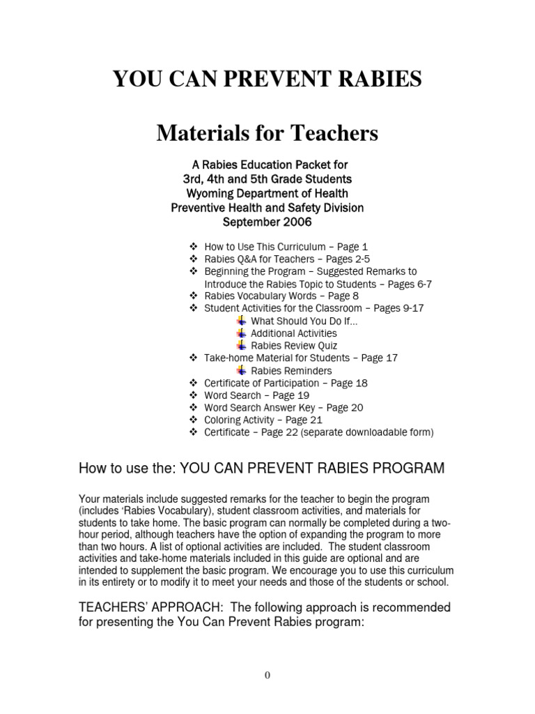 22-5382 Rabies - Curriculum.for .Schools | PDF | Rabies | Animals And ...