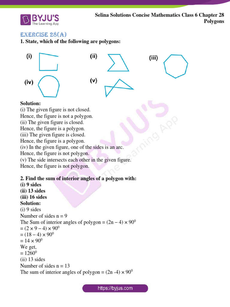 Polygons Worksheet for Class 6 ICSE | PDF | Angle | Mathematics