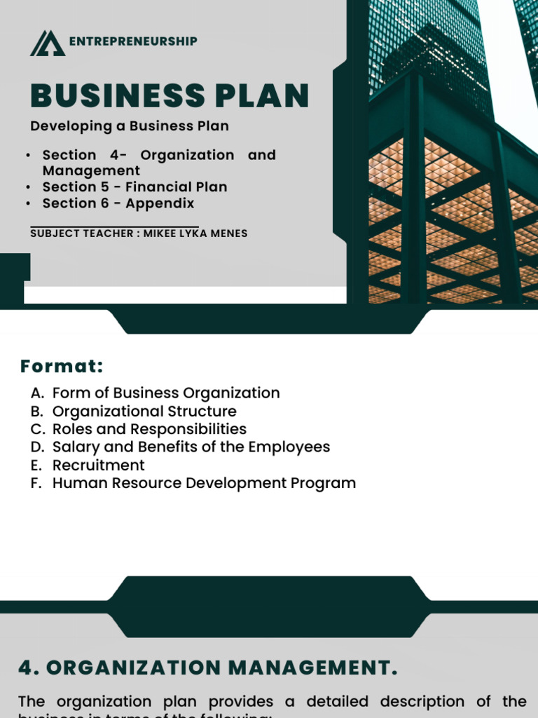 06 Business Plan (Section 4-6) | PDF | Business | Sole Proprietorship