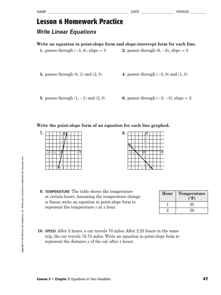 Lesson 6 Homework Practice Drake | PDF | Equations | Mathematical Objects