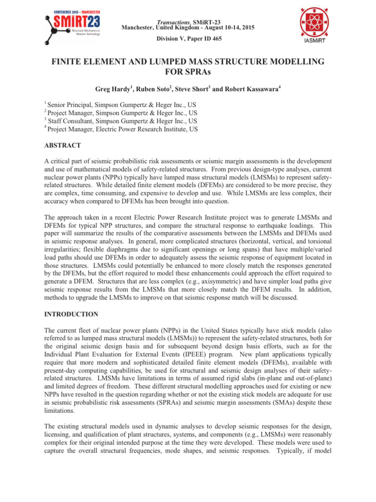 SMiRT-23_Paper_465 | PDF | Earthquake Engineering | Applied And ...
