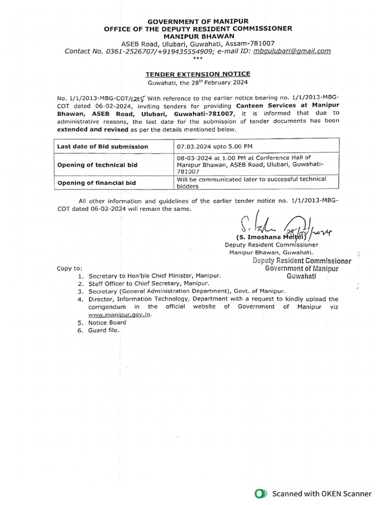 Tender Extension Notice | PDF