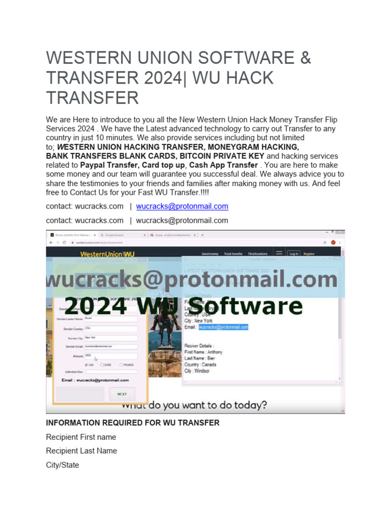 Western Union Hack Transfer Services 2024 | PDF | Finance & Money Management