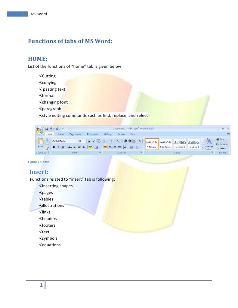 Functions of Tabs of MS Word | Microsoft Word | Typefaces