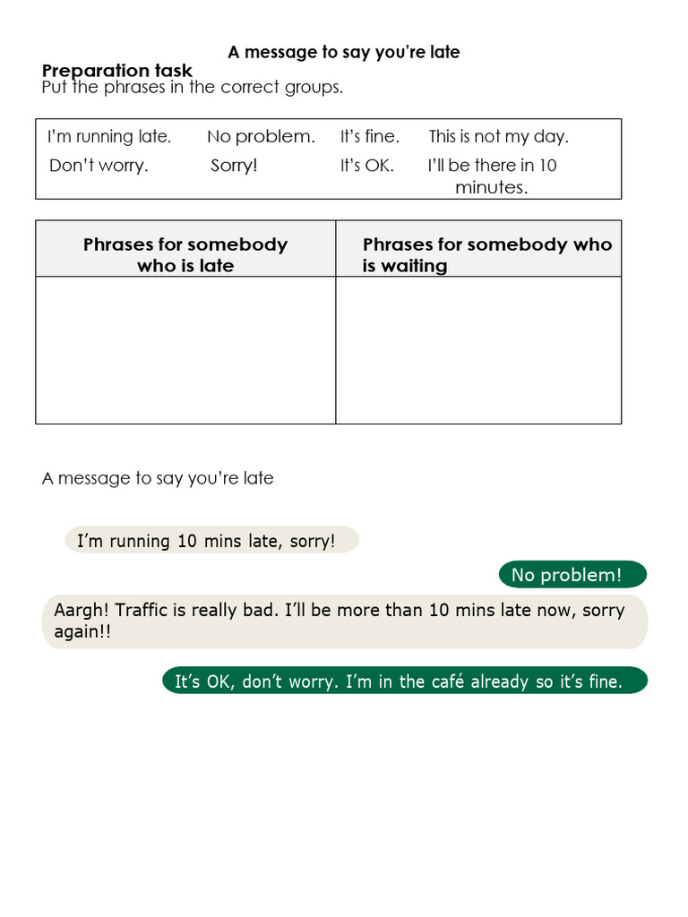 Apologizing for Being Late | PDF