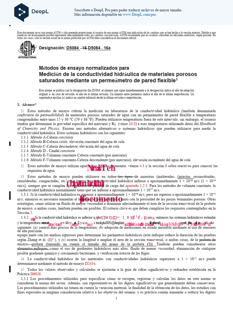 ASTM-D5084-16a Eusebio Salazar Es | PDF | Agua | Presión