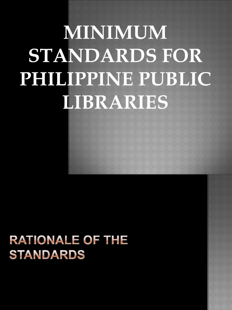 Minimum Standards For Philippine Public Libraries PDF | PDF