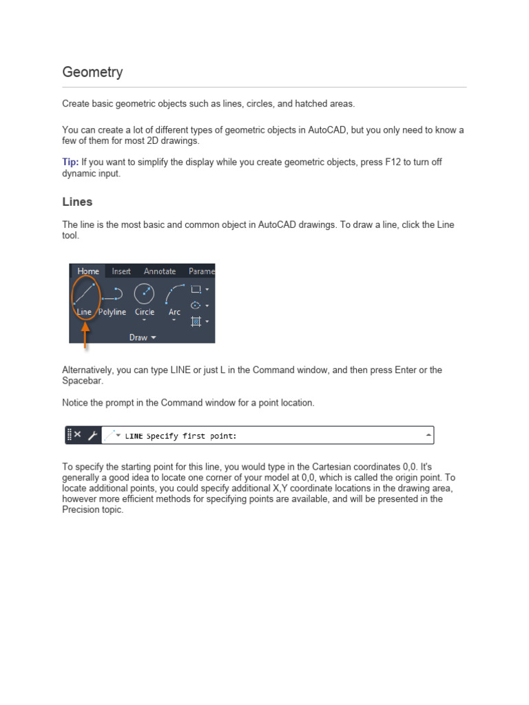 Autocad Geometry Notes | PDF | Length | Cartesian Coordinate System