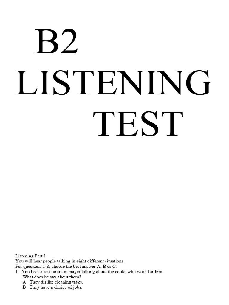 B2 Listening Test | PDF | Dolphin | Teachers