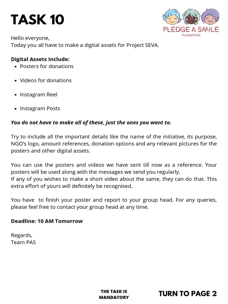 Project Seva - Task 10 | PDF