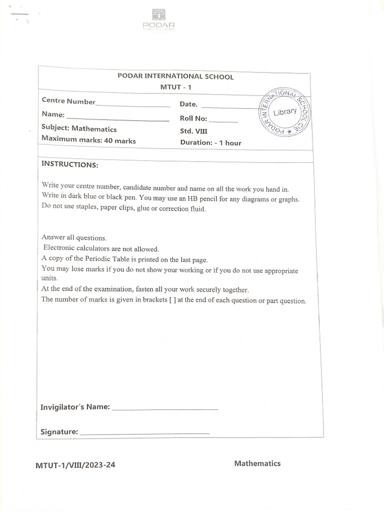 Physics Grade 8 Mtut1 Pyp | PDF