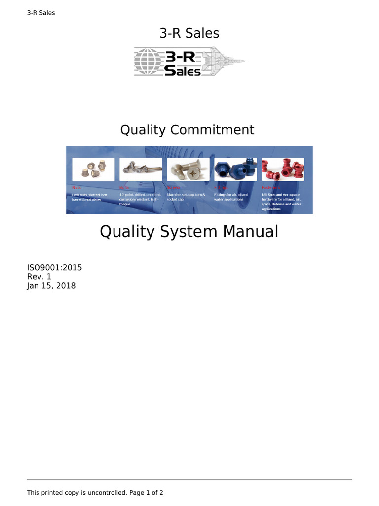 3R-Quality System Manual | PDF | Quality Management System | Iso 9000