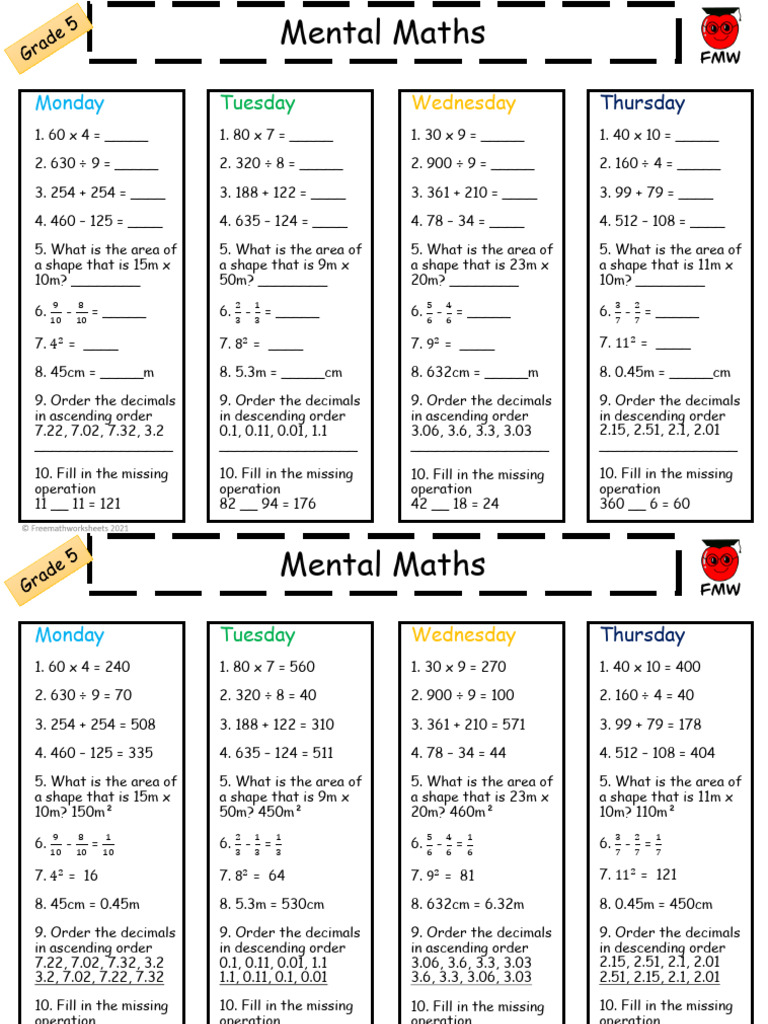 Grade-5-Mental-Maths-Worksheet-3-1 | PDF