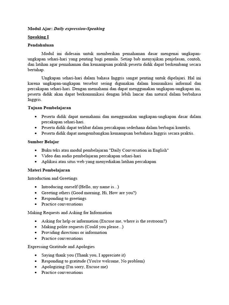 Modul Ajar - English Program - TA 2024-2025 | PDF