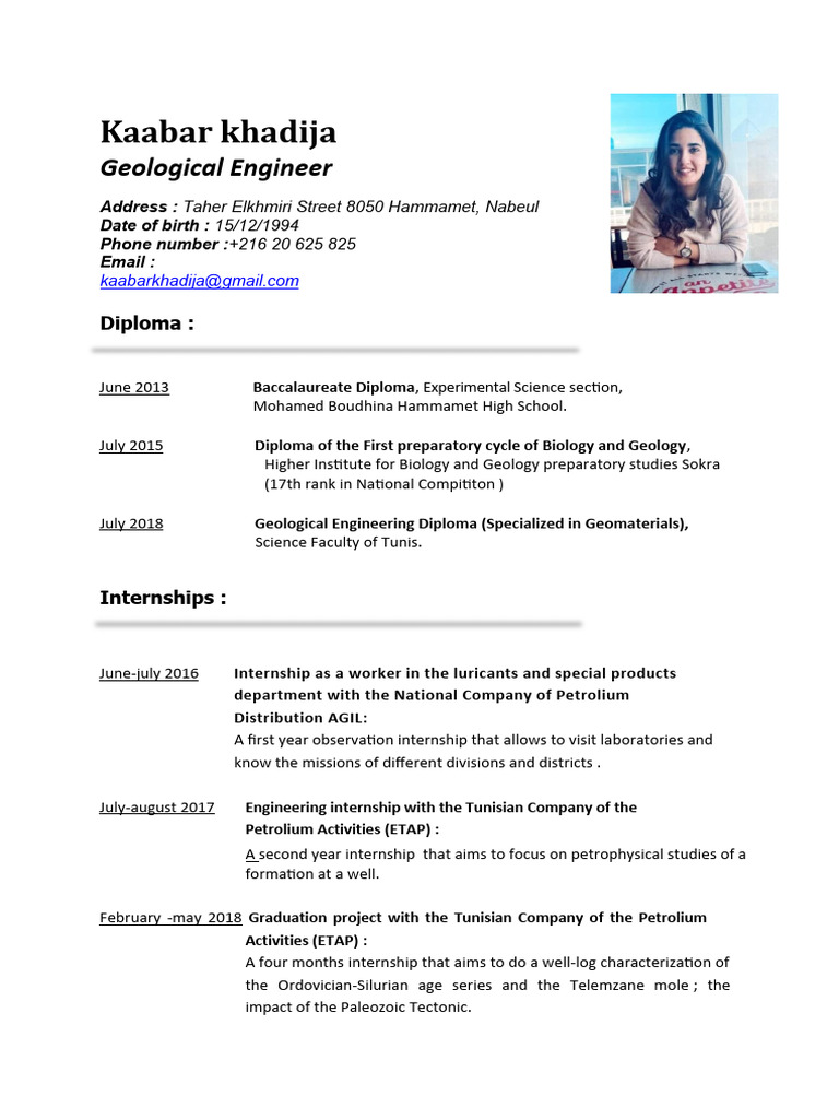 Kaabar-Khadija CV | PDF | Art | Technology & Engineering