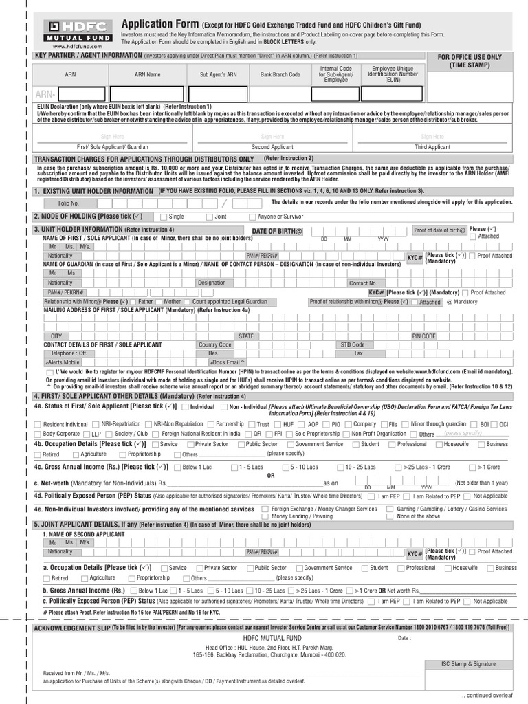 Hdfc Common Application Form (1) | PDF | Cheque | Banks