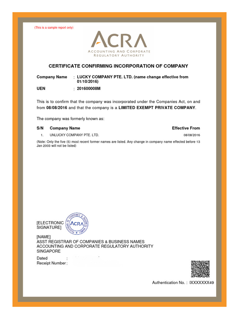 Certificate Confirming Incorporation of Company | PDF
