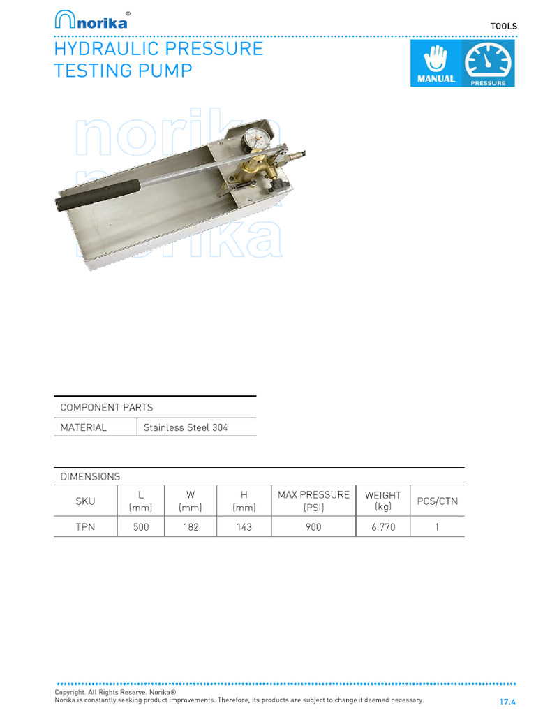 17.4 Hydraulic Pressure Testing Pump (TPN) | PDF