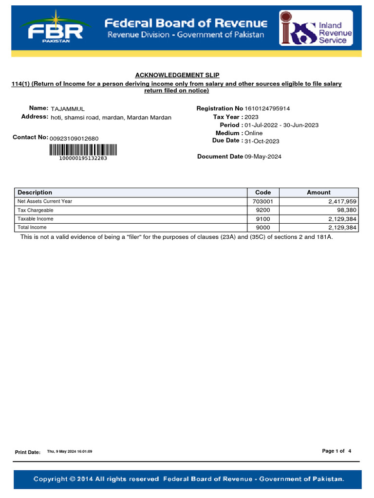 Declaration 1610124795914 | PDF | Taxes | Capital Gain