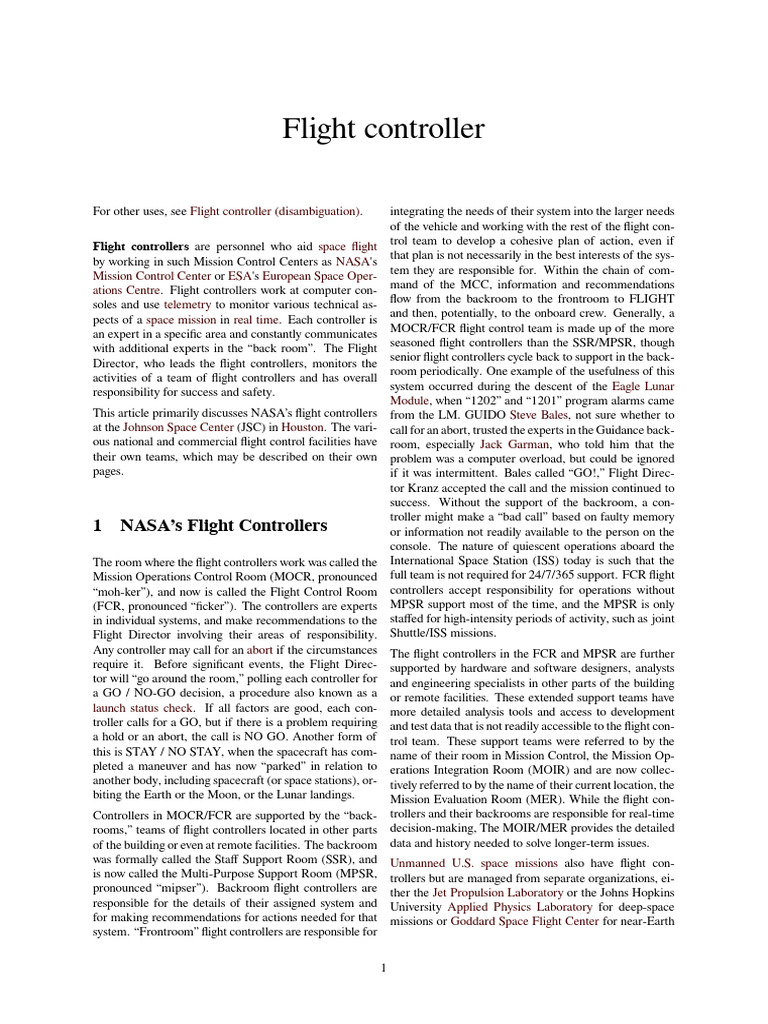 NASA Flight Controller | PDF | Flight Controller | Christopher C. Kraft ...