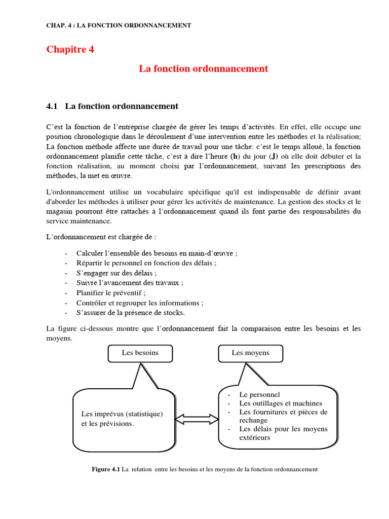 Fonction d'ordonnancement en entreprise | PDF