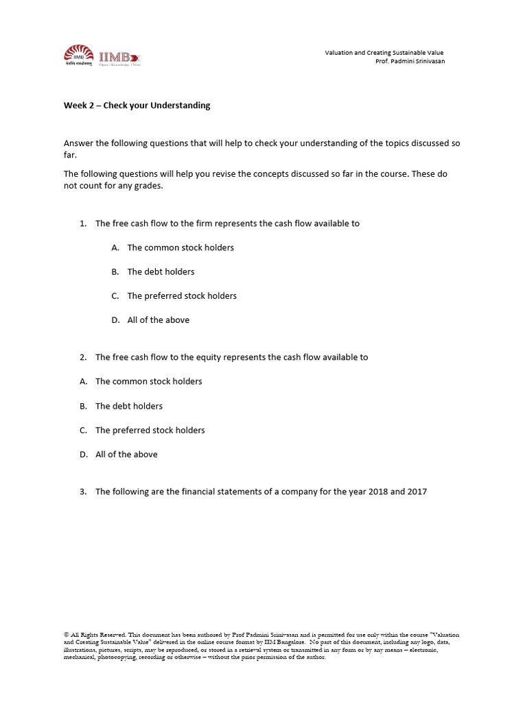 Check Your Understanding - 1 | PDF | Valuation (Finance) | Financial Services