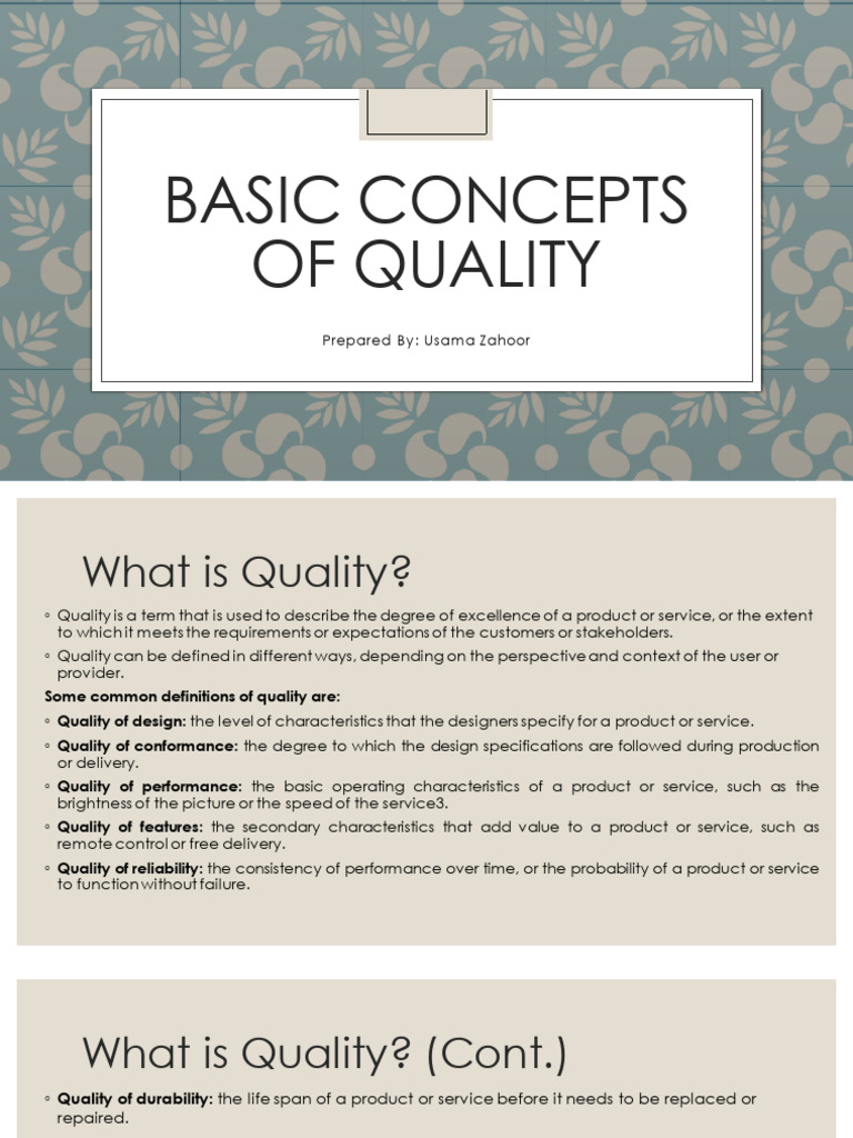 Basic Concepts of Quality | PDF | Quality Management | Quality (Business)