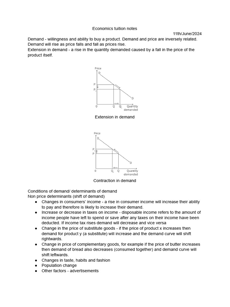 Economics Notes | PDF | Demand | Supply (Economics)