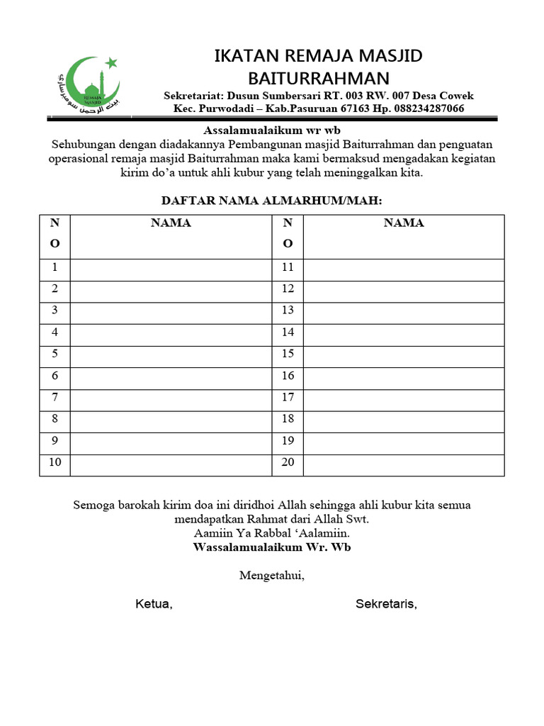 Kegiatan Kirim Doa untuk Ahli Kubur | PDF