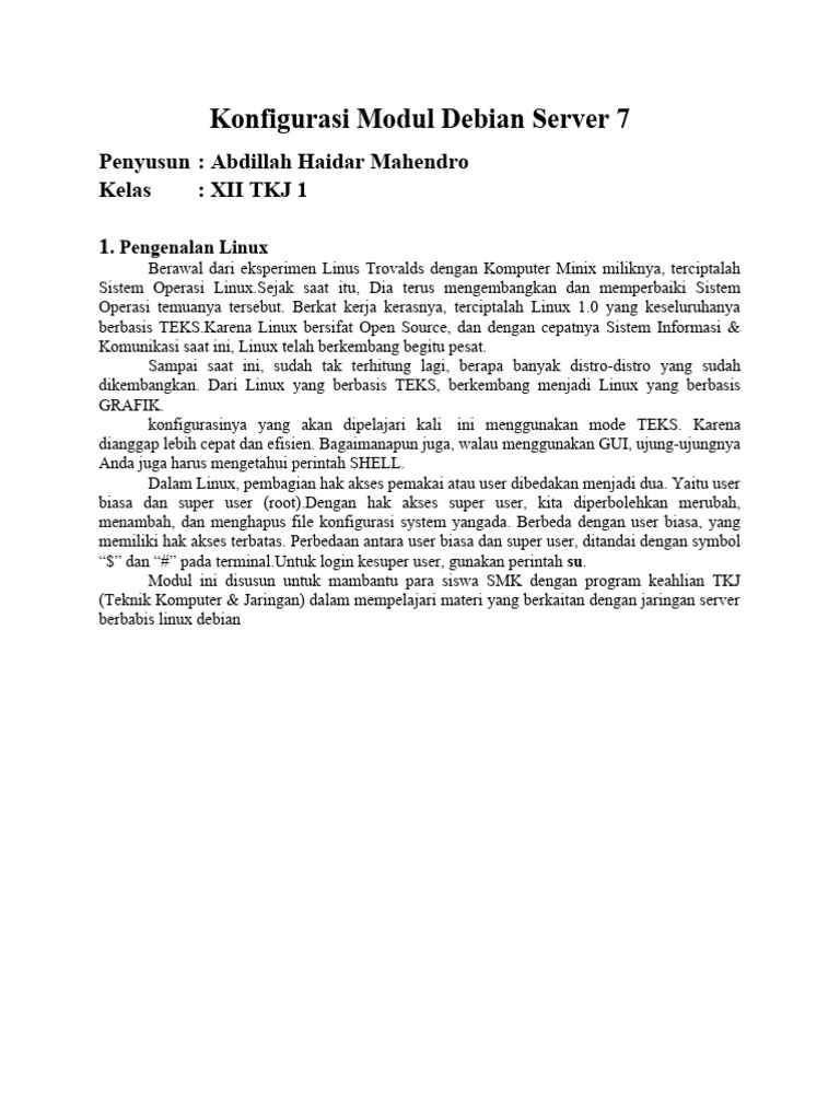 Haidar - Konfigurasi Modul Debian Server 7 | PDF