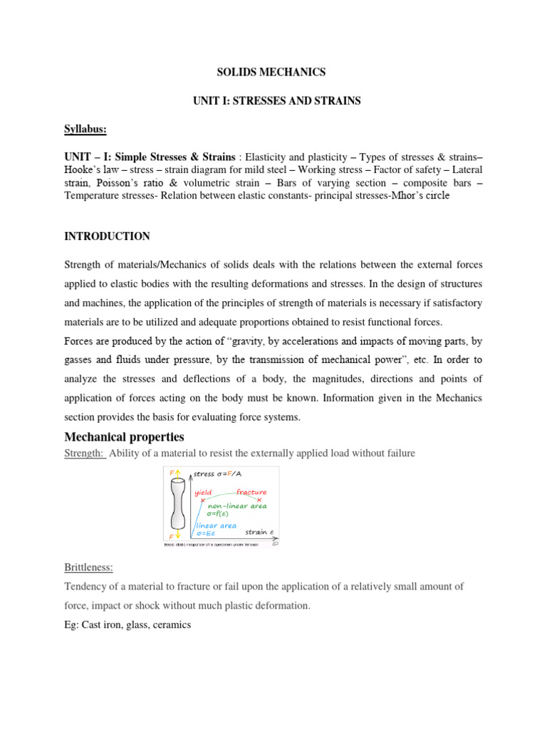 II I Solid Mechanics | PDF | Stress (Mechanics) | Deformation (Engineering)
