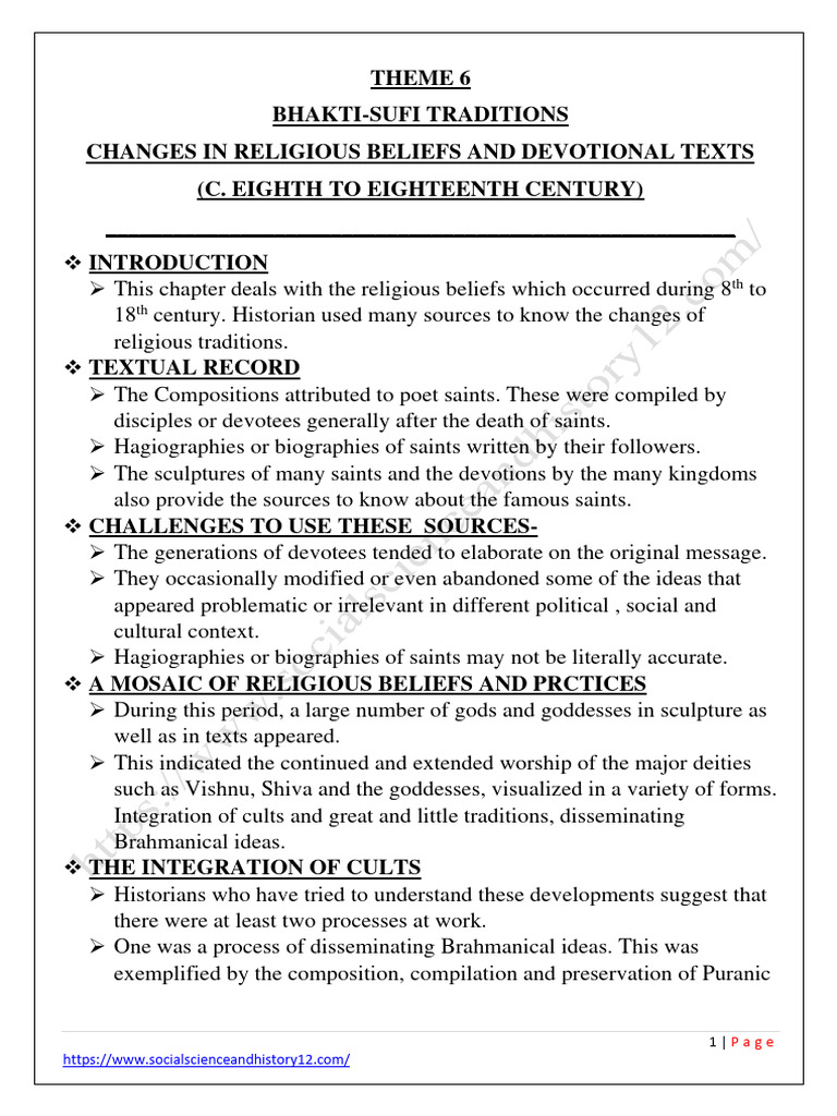 XII-L-6 NOTES | PDF | Bhakti | Bhakti Movement