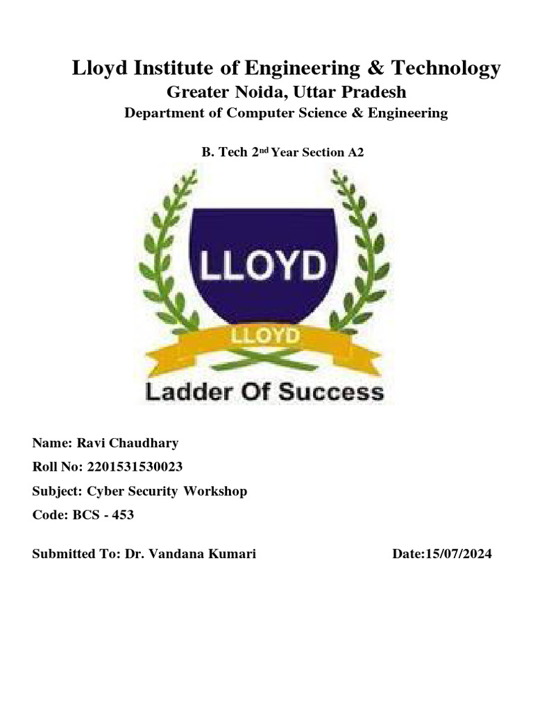 Cyber Security File Bcs 453 Pdf Internet Protocol Suite Computer Network