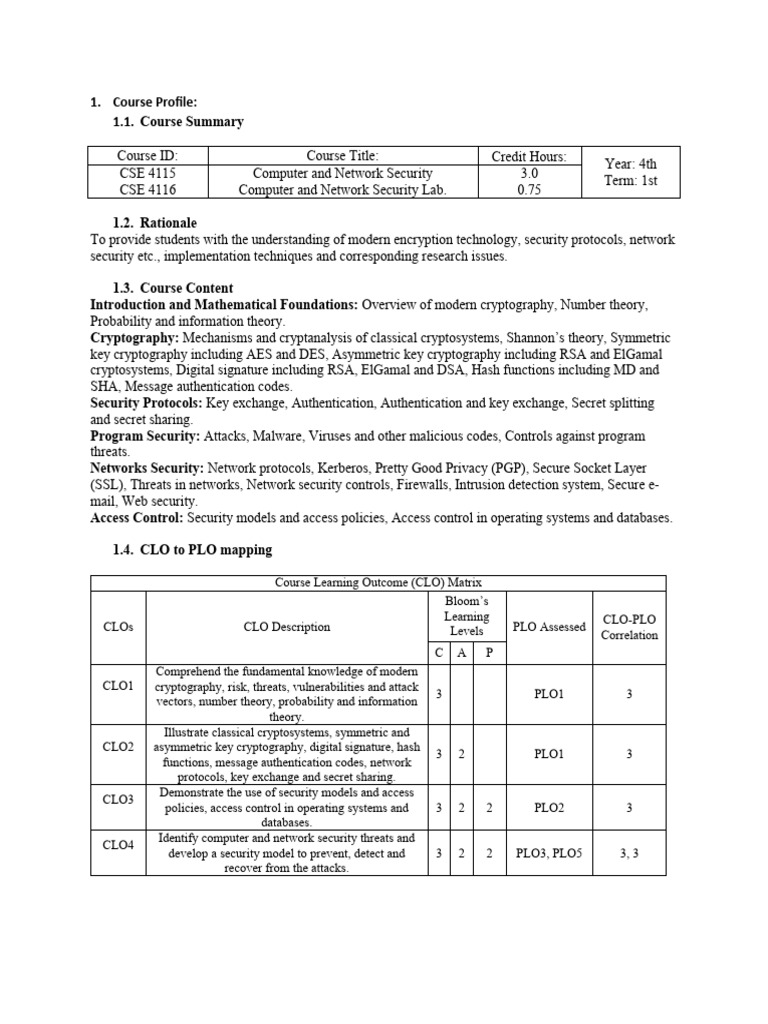 Computer & Network Security Course | PDF | Cryptography | Security