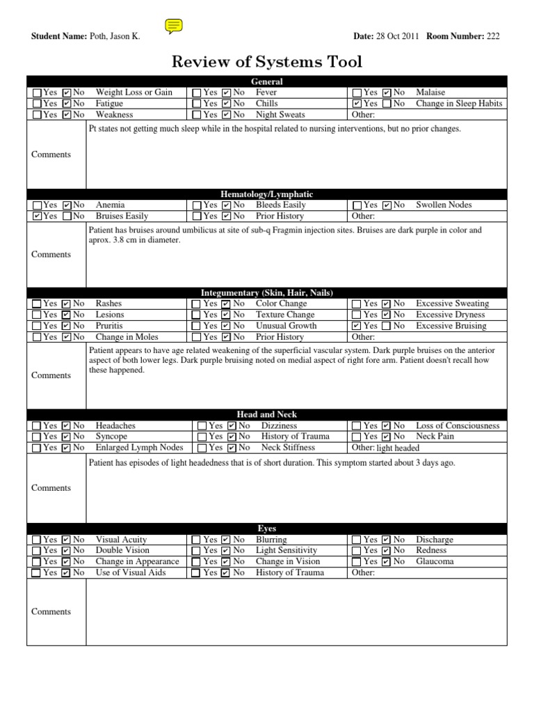 Review of Systems | PDF | Medical Specialties | Clinical Medicine