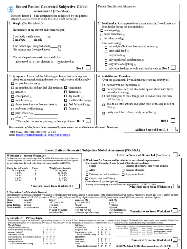 PG SGA Metric Version 4.3.20 STD Logo | PDF | Weight Loss | Dose ...