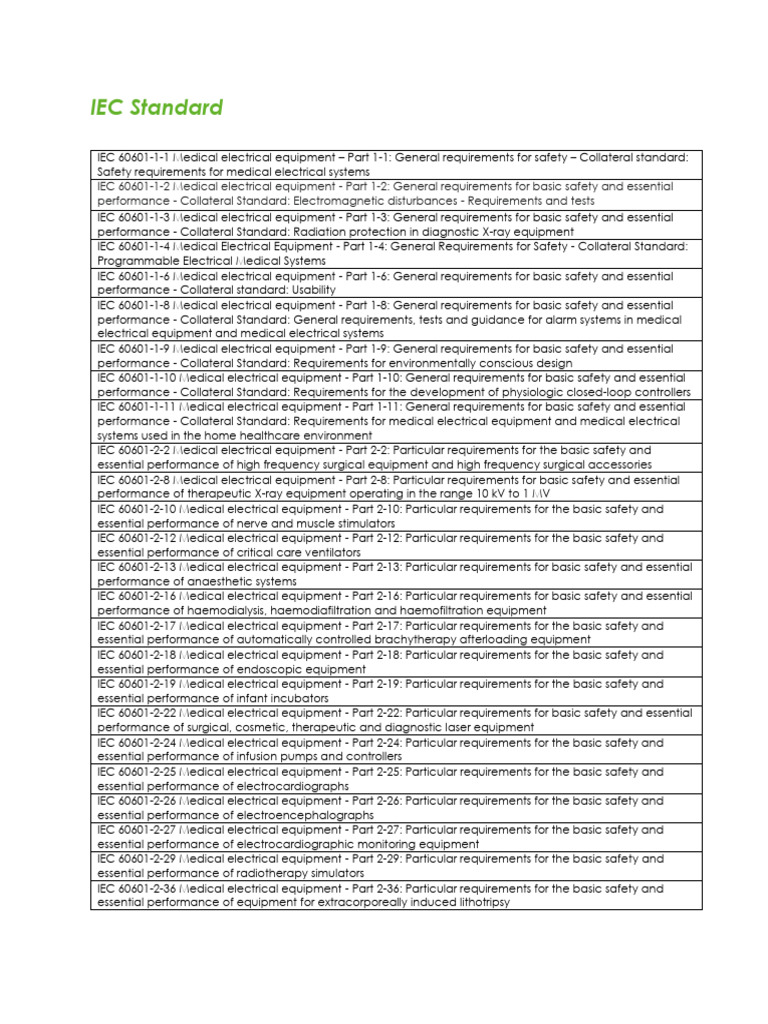 Medical Devices Iec Standard | PDF | Medical Device | Medicine