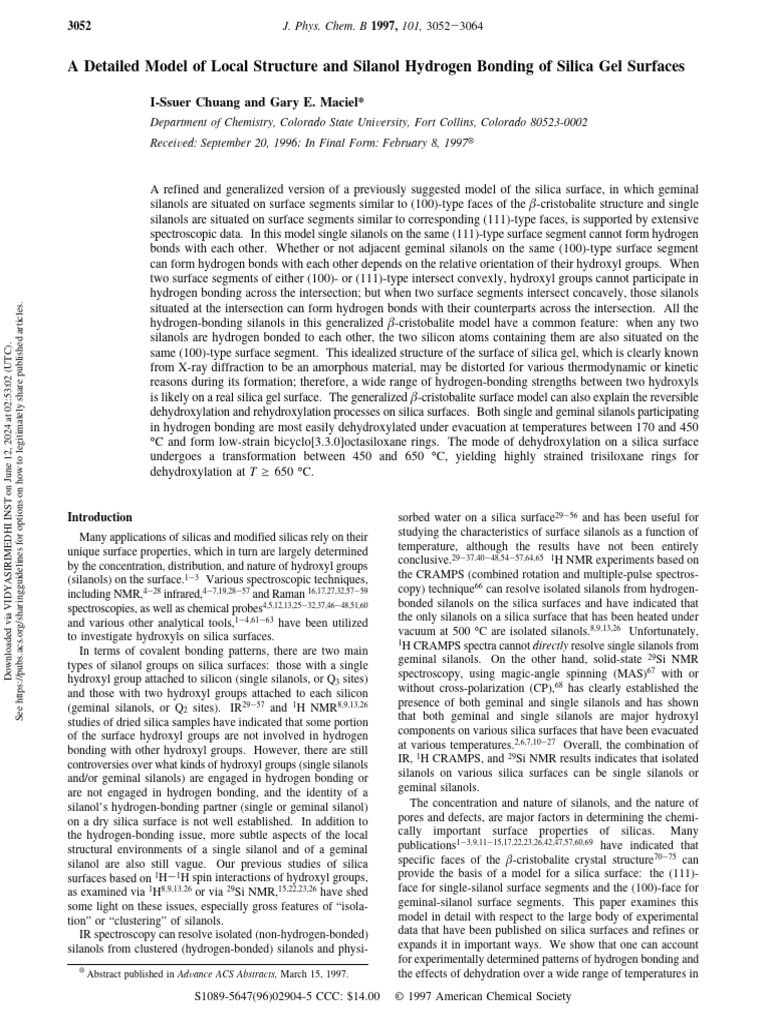 chuang-maciel-1997-a-detailed-model-of-local-structure-and-silanol-hydrogen-bonding-of-silica ...