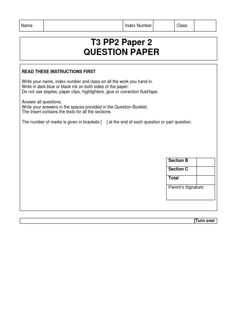 T3 PP2 Exam Question Paper Guide | PDF