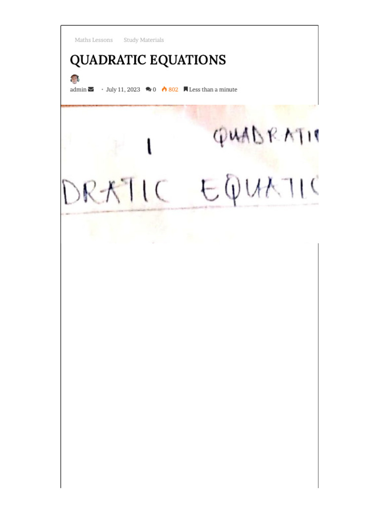 Quadratic Equations Guide | PDF