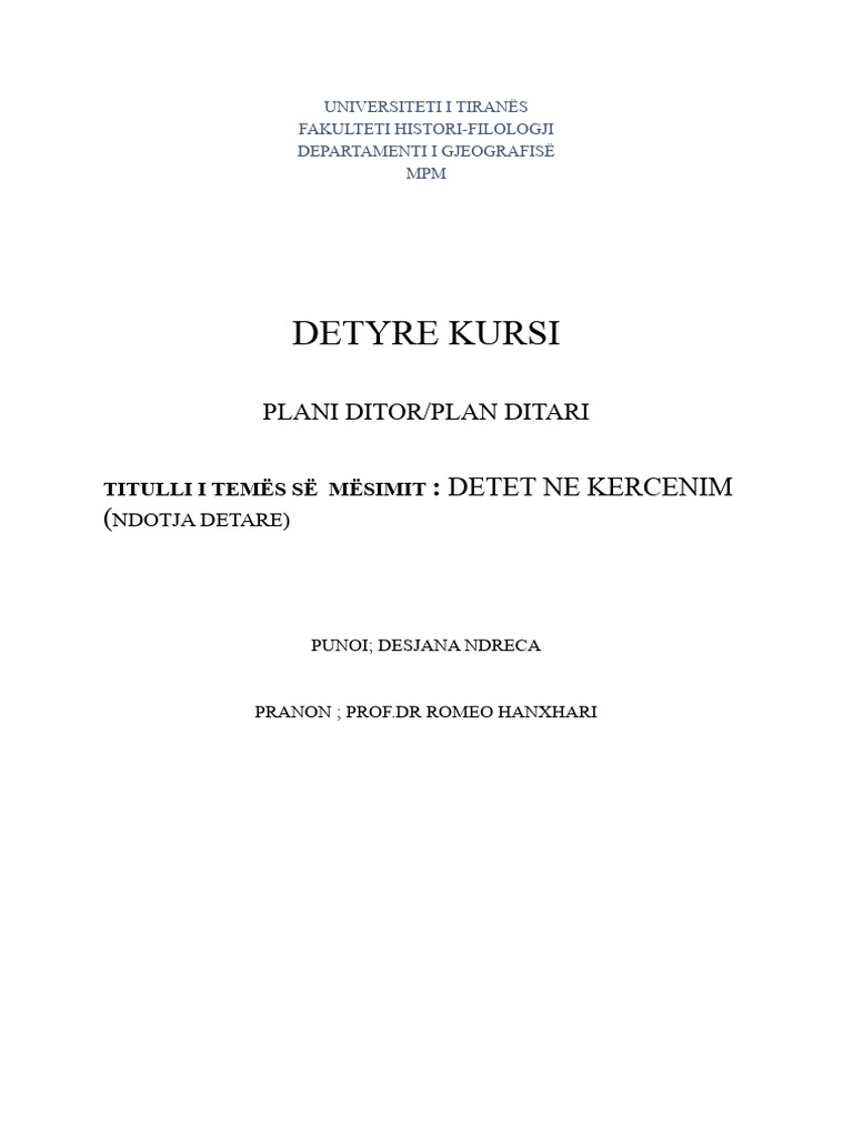 Ditari I Nje Ore Mesimore 2 | PDF