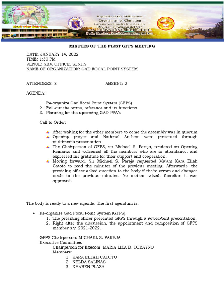 Minutes of The CPC Meeting | PDF