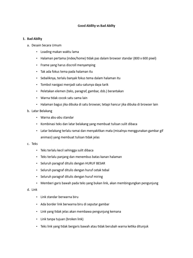 Good Ability Vs Bad Abilty | PDF