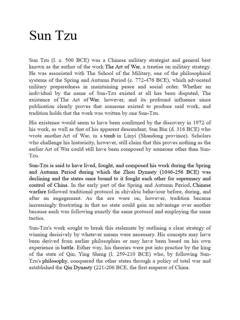 Sun Tzu | PDF | The Art Of War | Sun Tzu