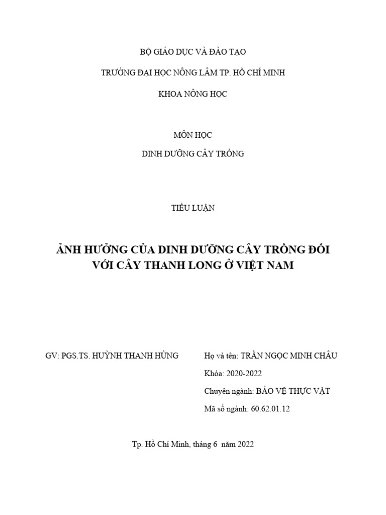 Dinh Duong Cay Trong-Tran Ngoc Minh Chau-Bvtvk20 | PDF