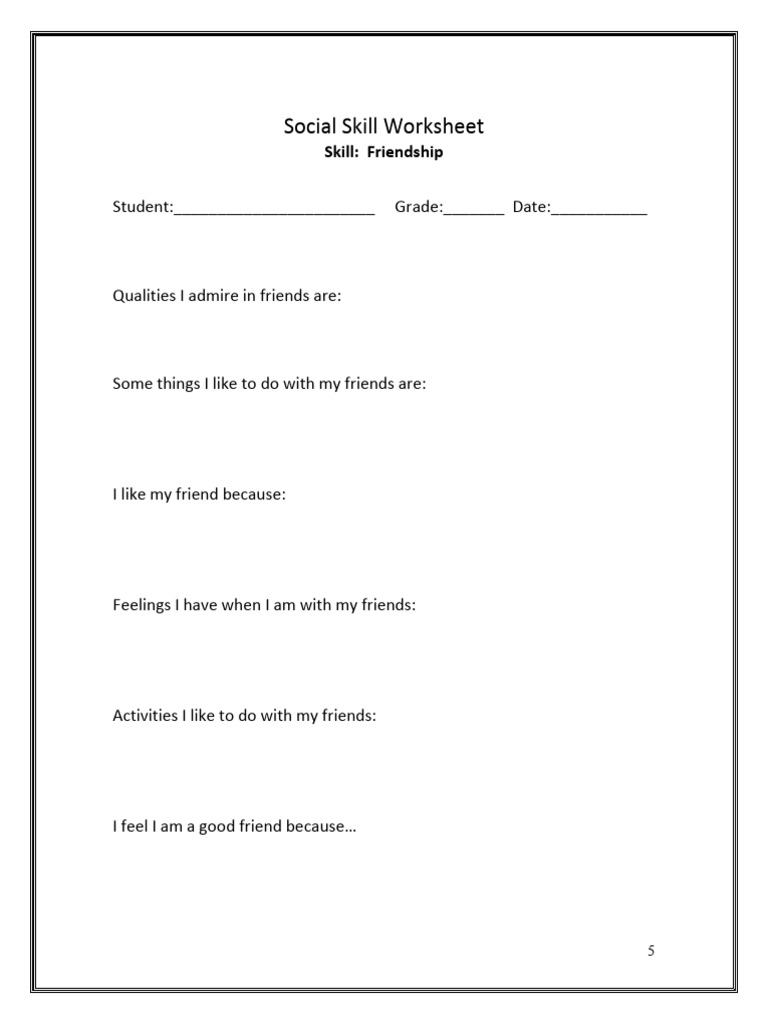 Social Skills Worksheets for Students | PDF | Feeling | Anger