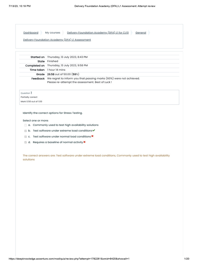 Delivery Foundation Academy (DFA) L1 Assessment - Attempt Review SET 4 | PDF | Cloud Computing ...