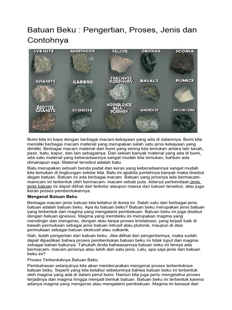 Contoh Batuan Batuan Beku | PDF