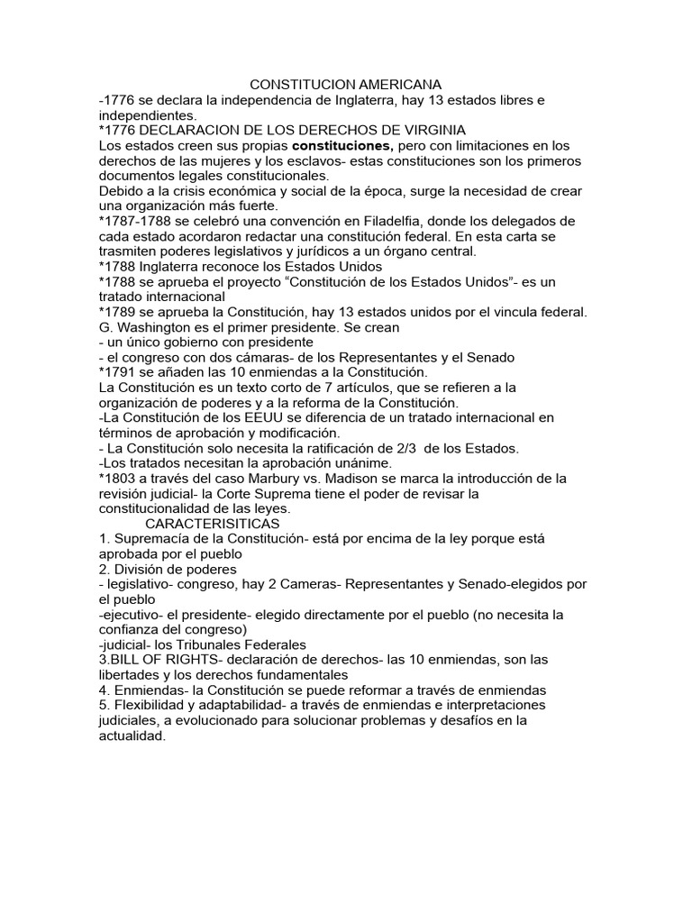 Historia y Características de la Constitución EEUU | PDF | Ciencias ...